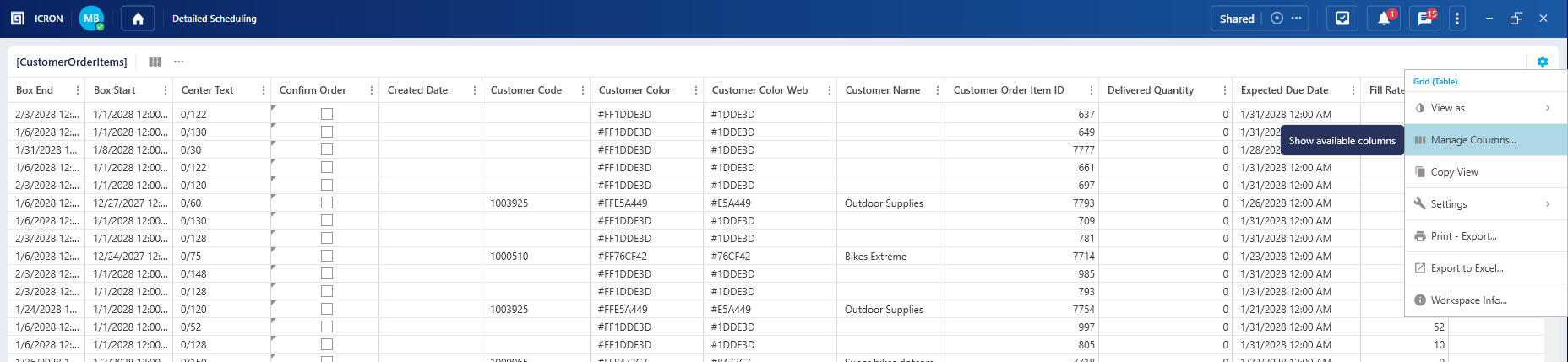 Manage Columns and Fields :: ICRON Documentation